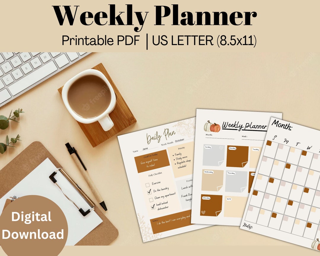 Weekly/daily Planner Worksheet Template - Etsy
