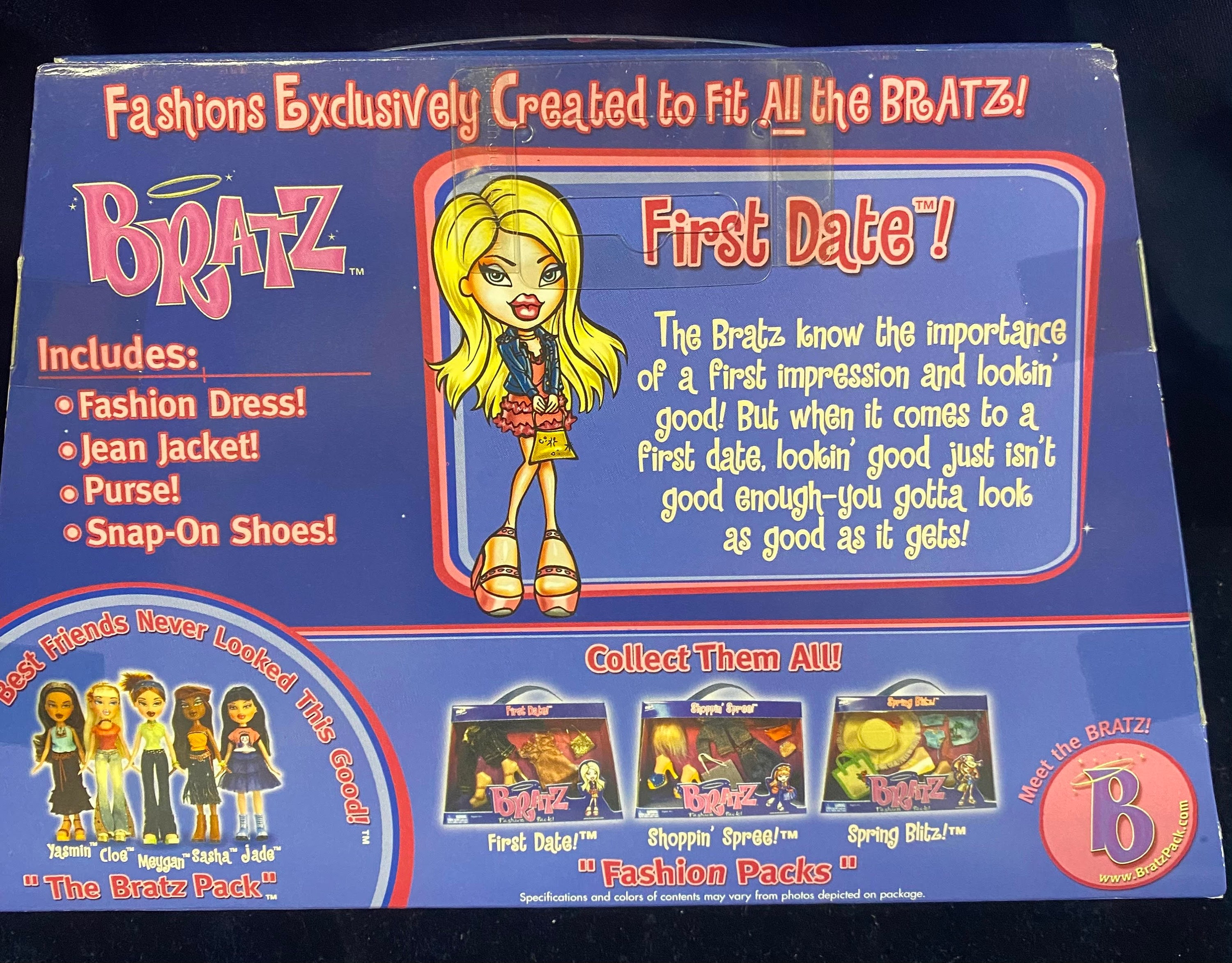Bratz Girlz Sasha Doll Fashion Pack First Date dark Skin One Card Bratz ...