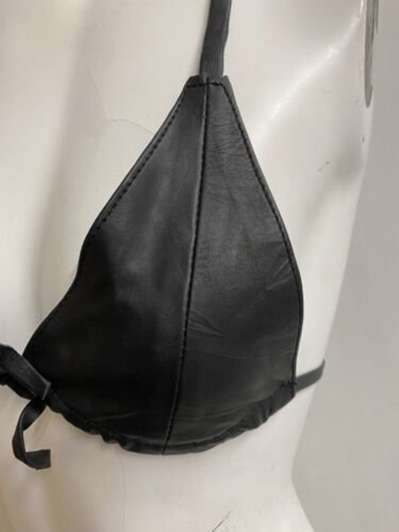 Woman’s Biker Leather Bikini Top. Adjustable Strings - Etsy