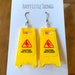 Yellow Warning Caution Sign Acrylic Earrings Gift Construction Birthday ...