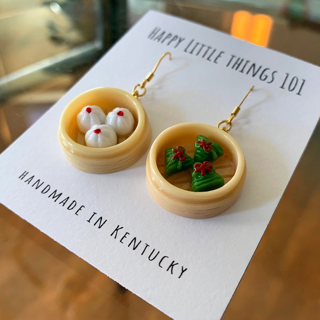 Miniature Dim Sum Earrings/food Accessories/steam Bun Earrings/lotus ...