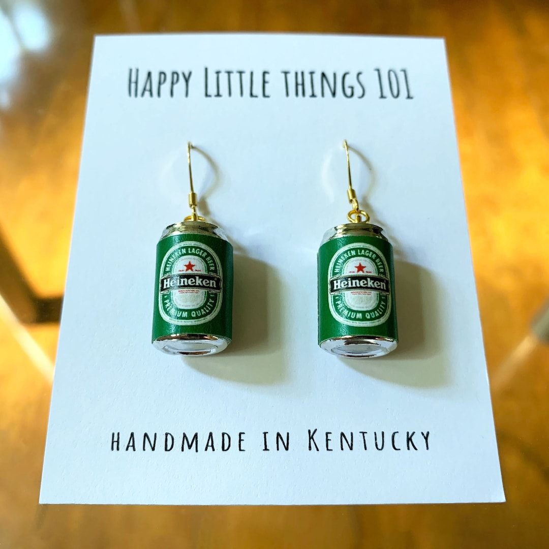 Miniature Beer Can Earrings, Beer Lover Gift, Fun Gifts for Her, Green ...