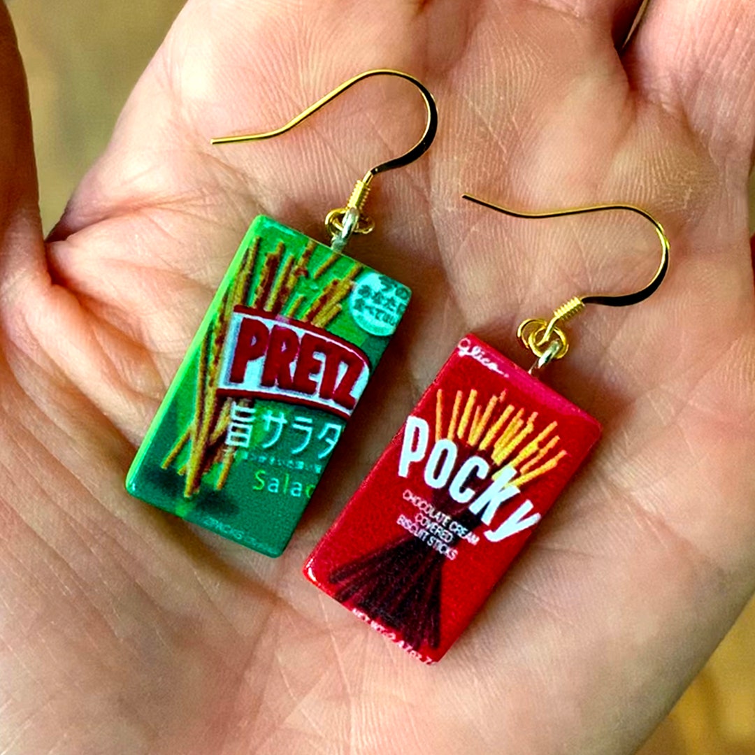 Snack Stick Drop Earrings, Pretz Stick Drop Earrings, Japanese Snack ...