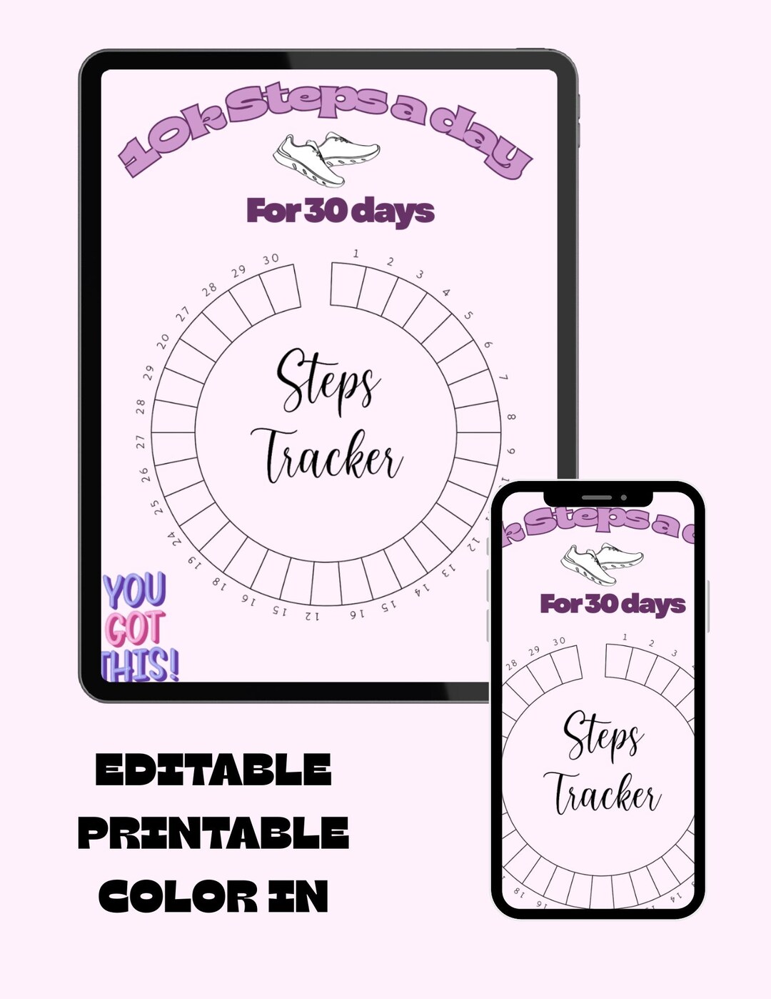 Steps Tracker Printable | Digital Download | 10k Daily Steps Habit ...
