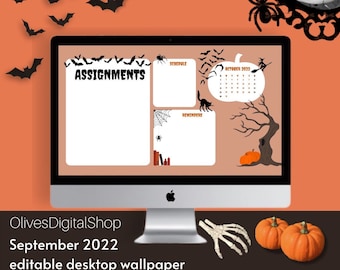 Halloween Desktop Wallpaper Organizer - Etsy