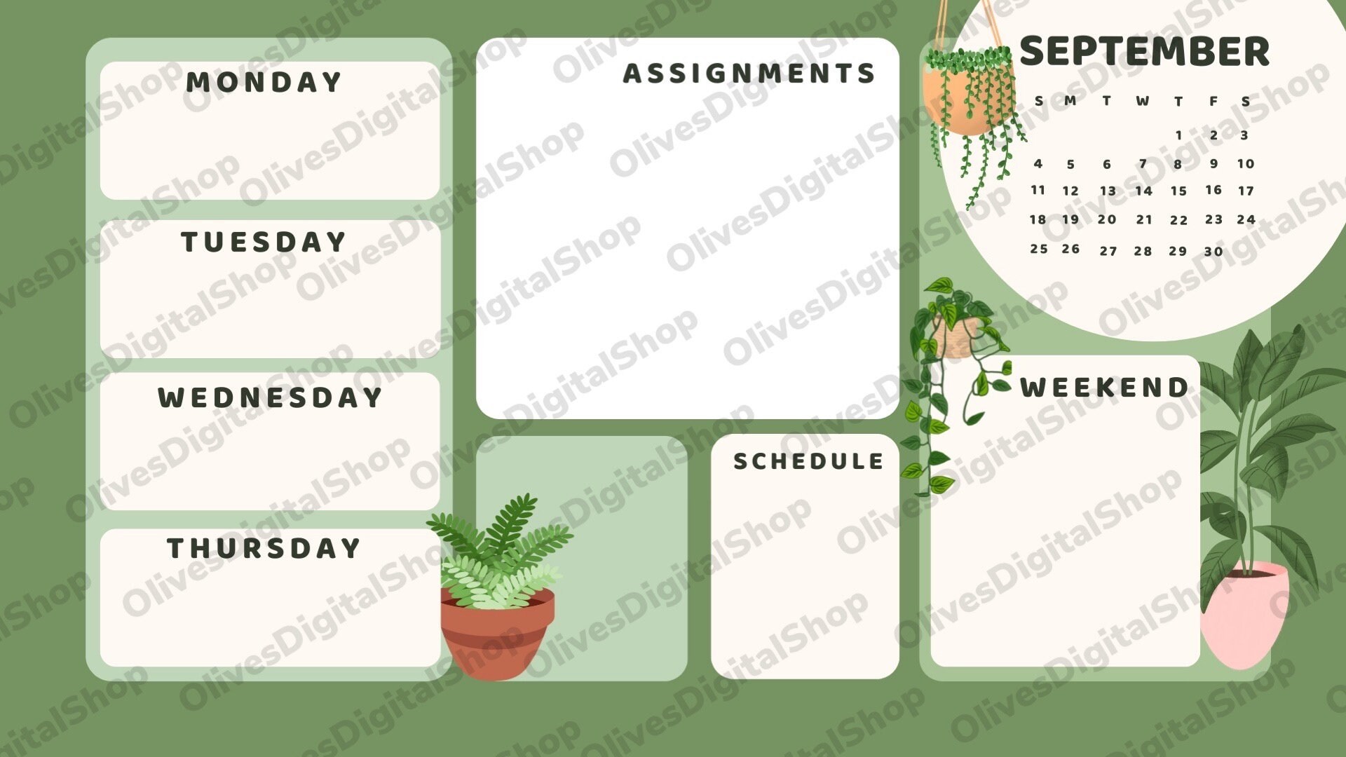 September 2022 Green Desktop Organizer - Etsy