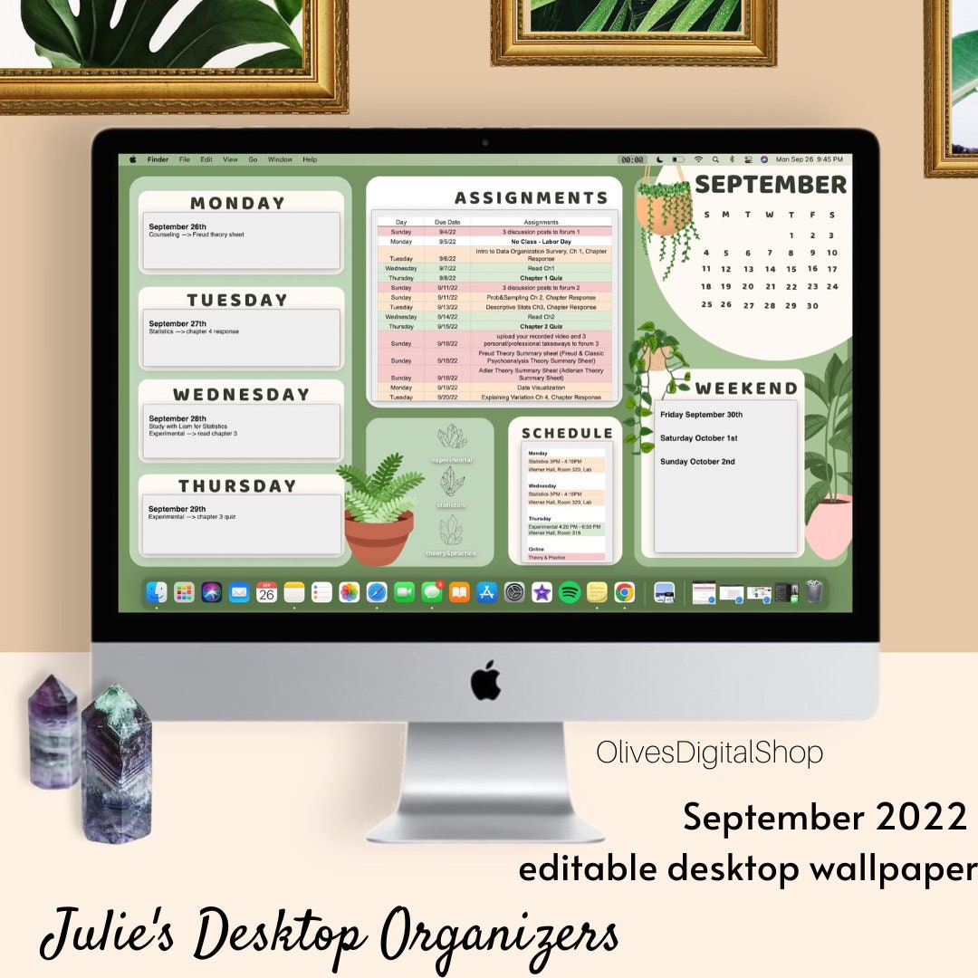 September 2022 Green Desktop Organizer - Etsy