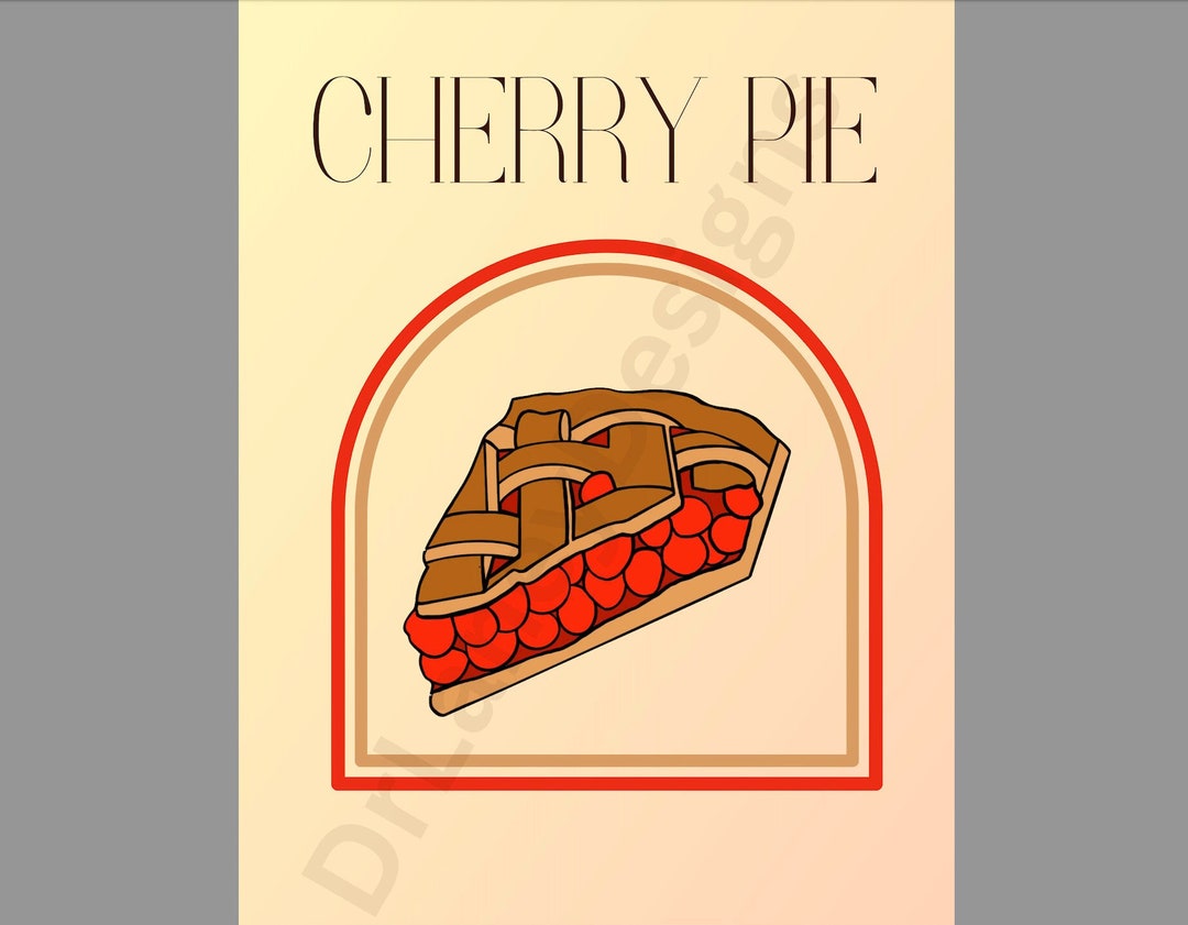 Cherry Pie Digital Print, Printable Wall Art, Bakery Art, Pantry Art ...