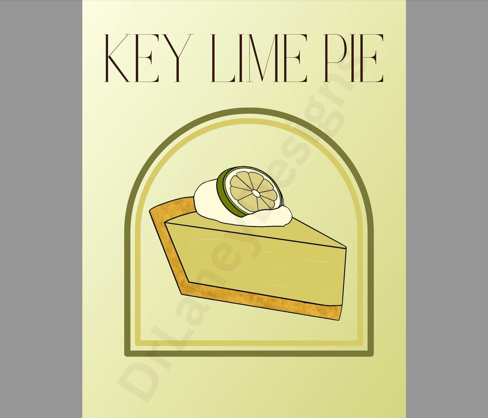 Key Lime Pie Digital Print, Printable Wall Art, Bakery Art, Pantry Art ...