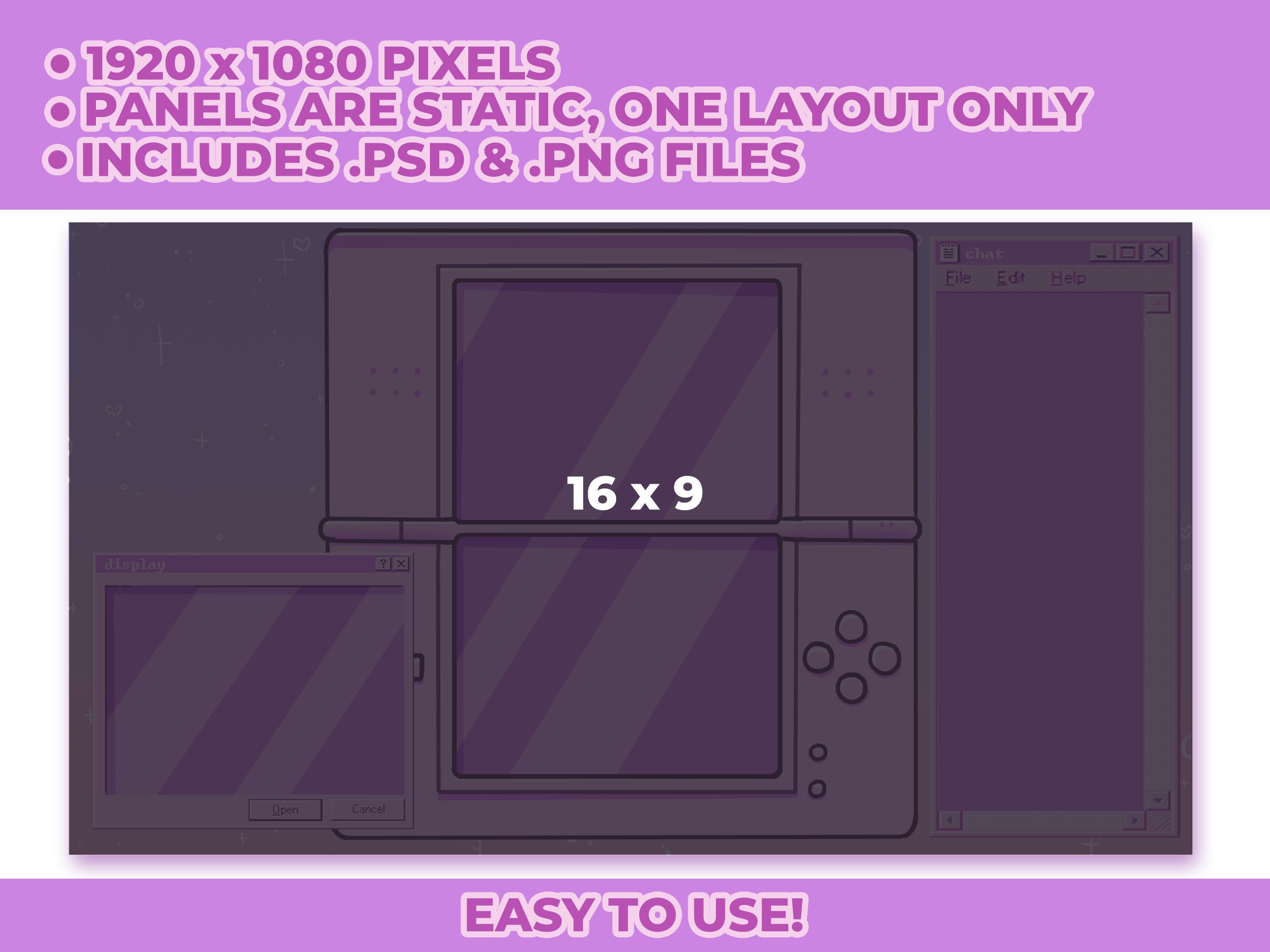 Cute Pastel Pink Twitch Overlay for DS Games - Etsy