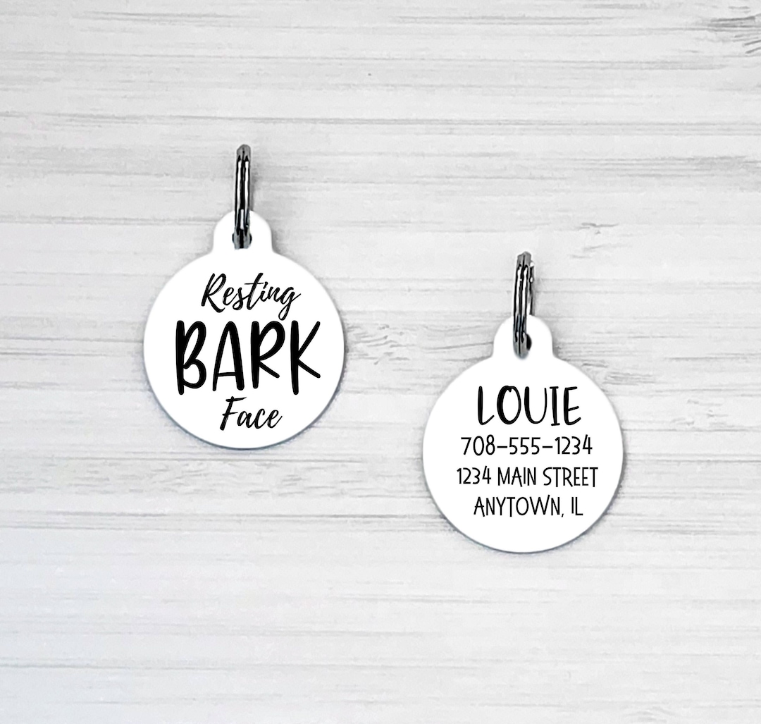Personalized Custom Dog Tag Funny Dog Tag Resting Bark Face Pet ID Tag ...