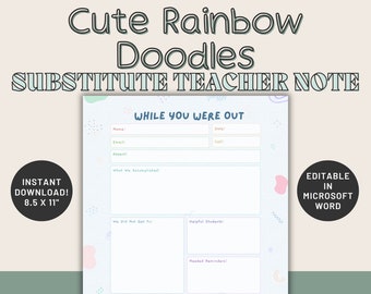 Oak Substitute Report Substitute Teacher Class Report Card - Etsy