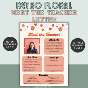 Meet the Teacher Letter Editable Retro Floral Boho First Day of School ...
