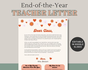 End of Year Teacher Letter | Editable | Rainbow | Boho | Printable ...