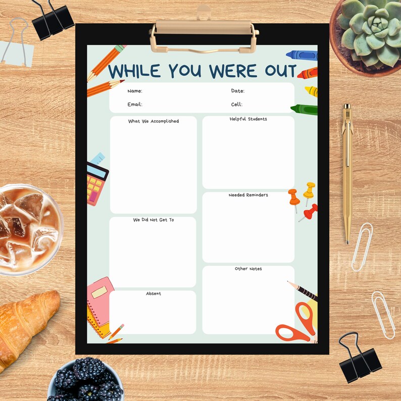 Substitute Teacher Note | Cute Classic Classroom | Printable ...