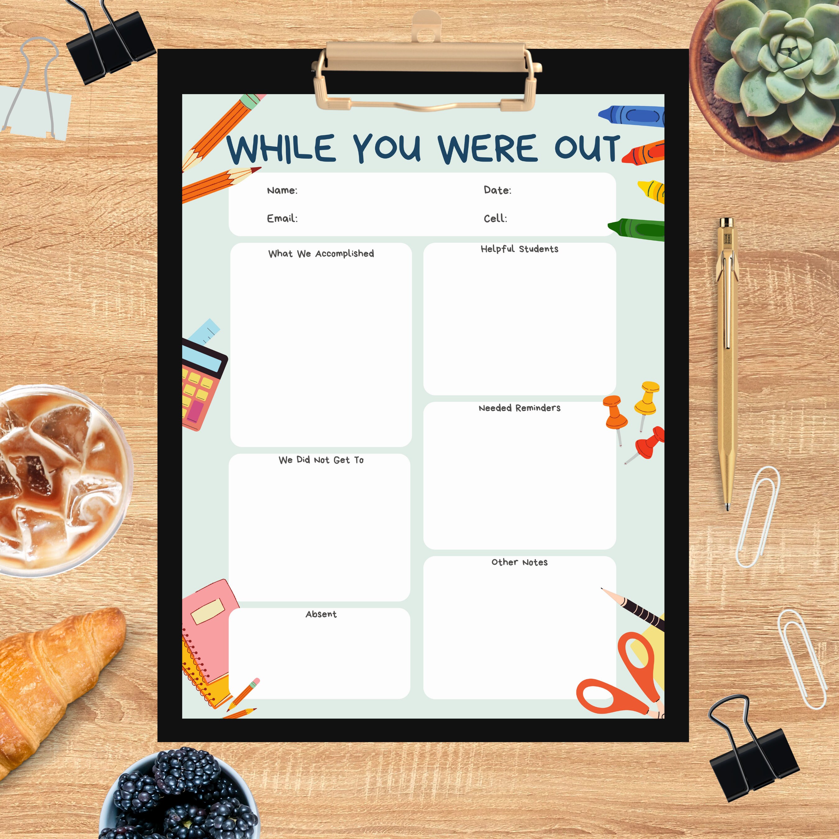 Substitute Teacher Note | Cute Classic Classroom | Printable ...