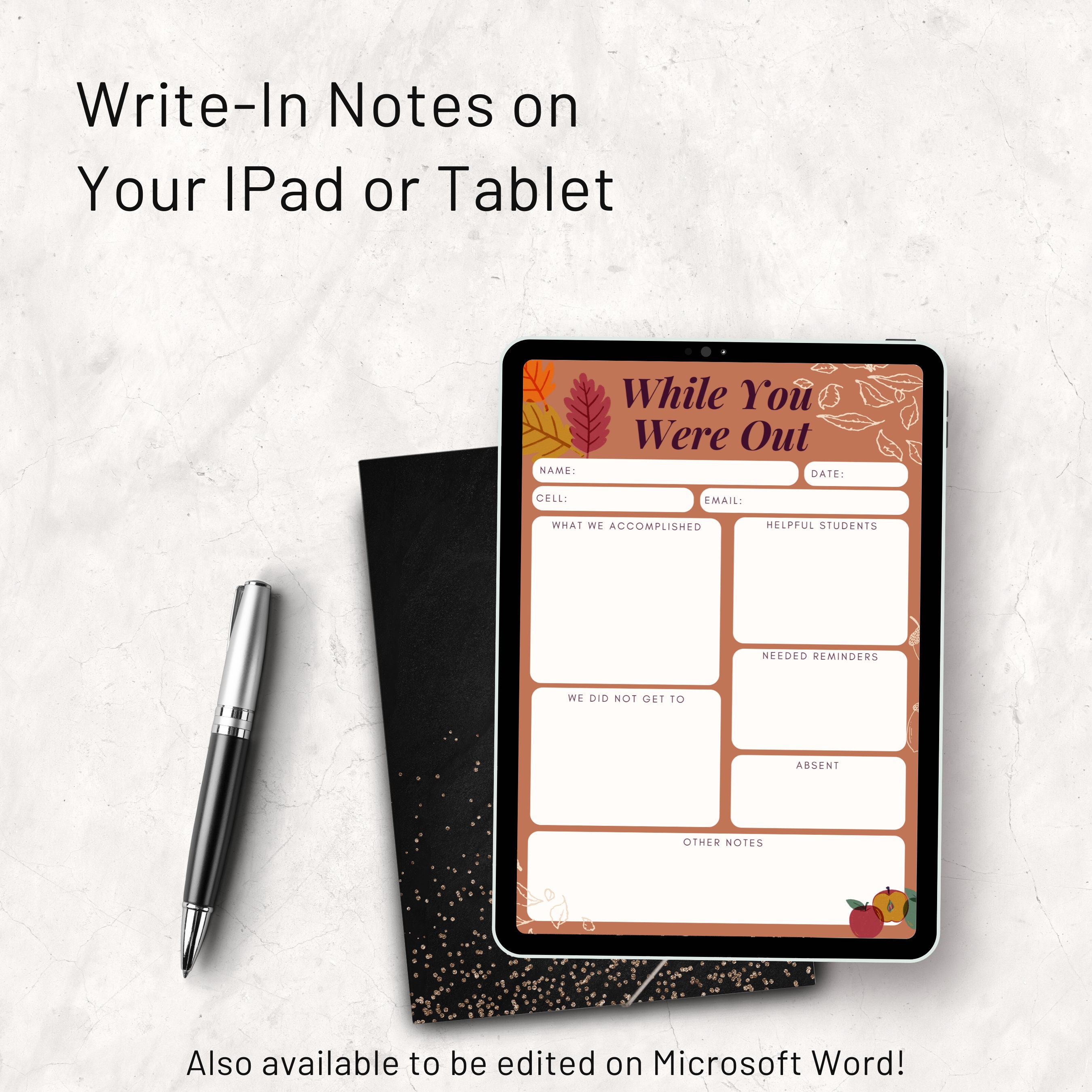 Substitute Teacher Note | Fall | Leaves | September | Cozy | Printable ...