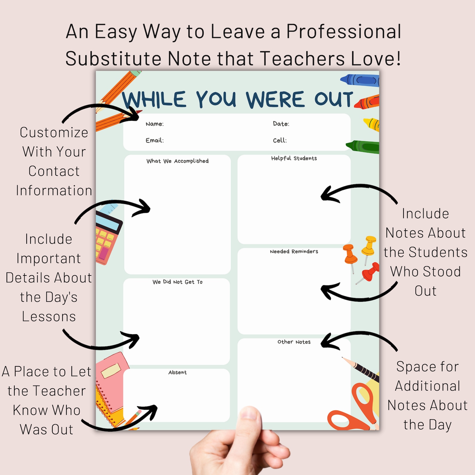 Substitute Teacher Note | Cute Classic Classroom | Printable ...