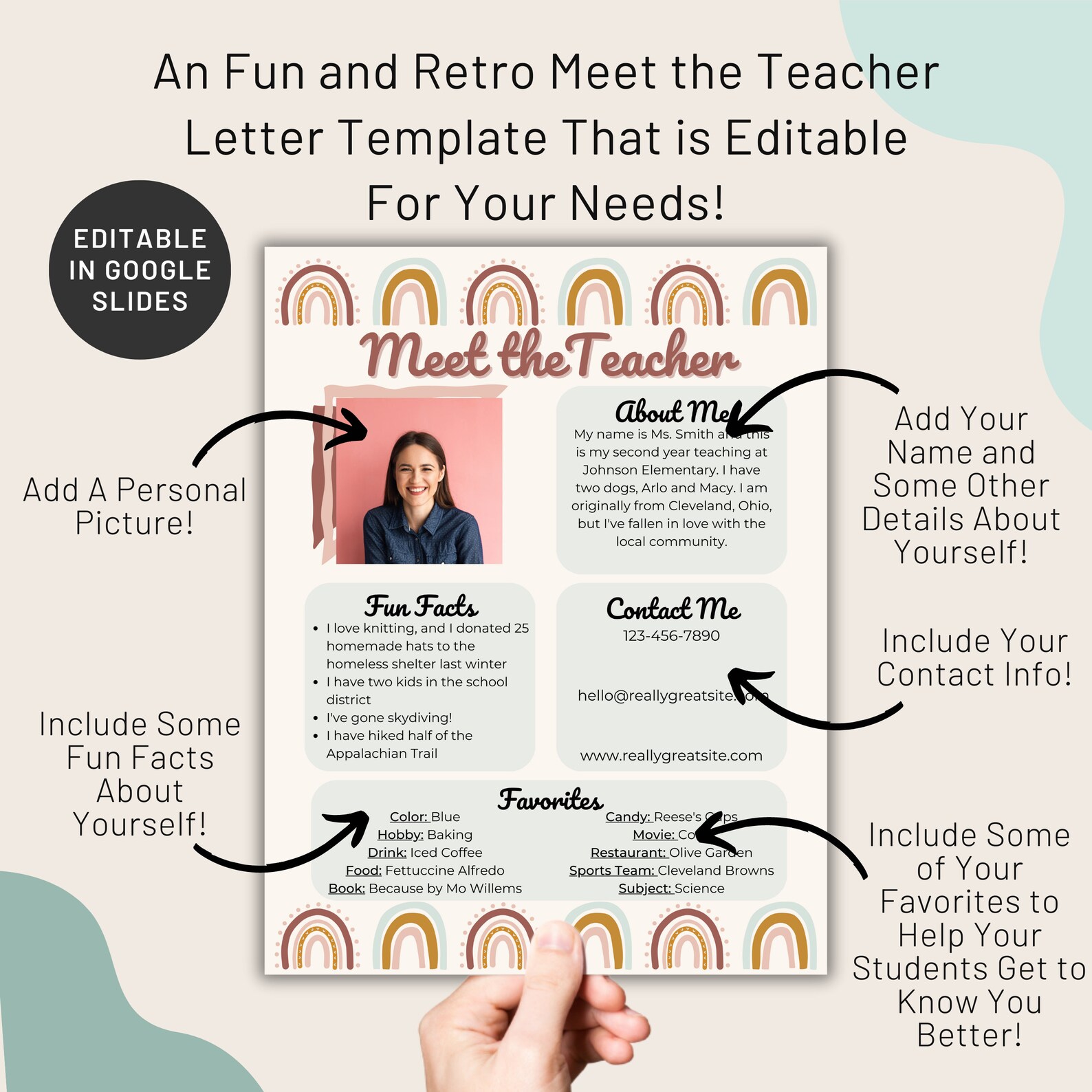 Meet the Teacher Letter | Editable | Rainbow | Boho | First Day of ...