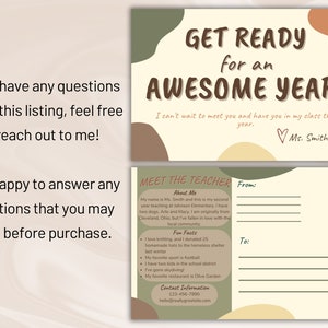 Editable Meet the Teacher Postcard | Neutrals | Boho | First Day of ...