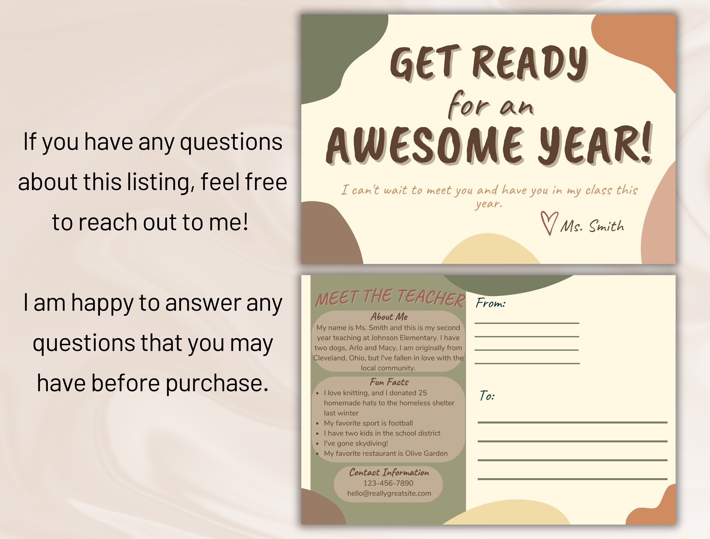 Editable Meet the Teacher Postcard | Neutrals | Boho | First Day of ...