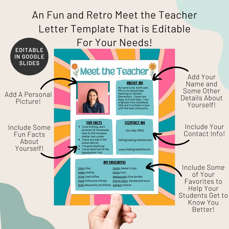 Meet the Teacher Letter Editable Retro Boho First Day of School Teacher ...