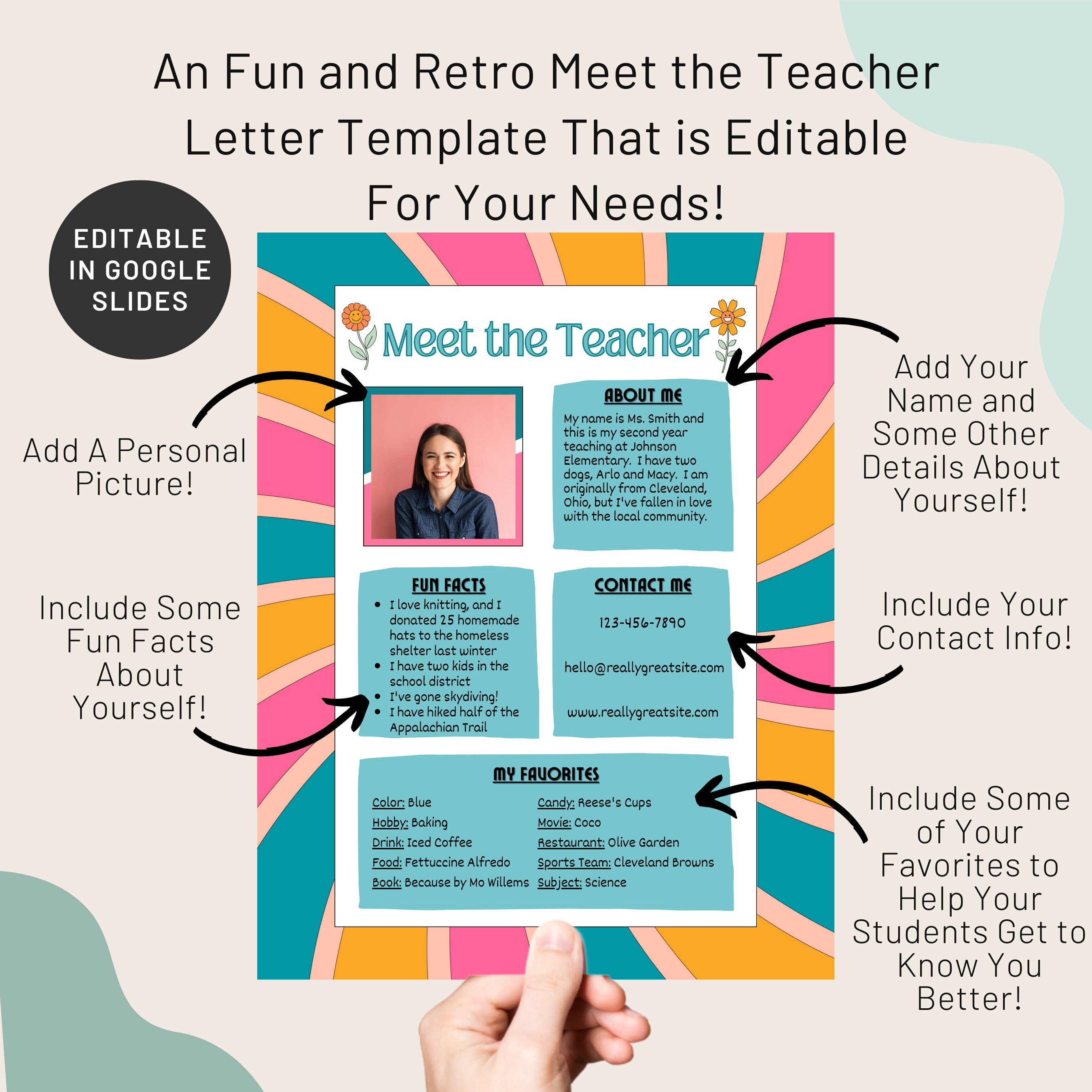 Meet the Teacher Letter Editable Retro Boho First Day of School Teacher ...