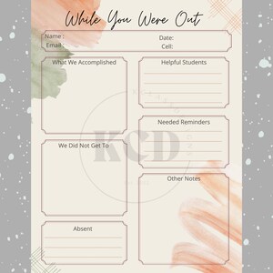Substitute Teacher Note | Watercolor | Printable | Simple | Substitute ...