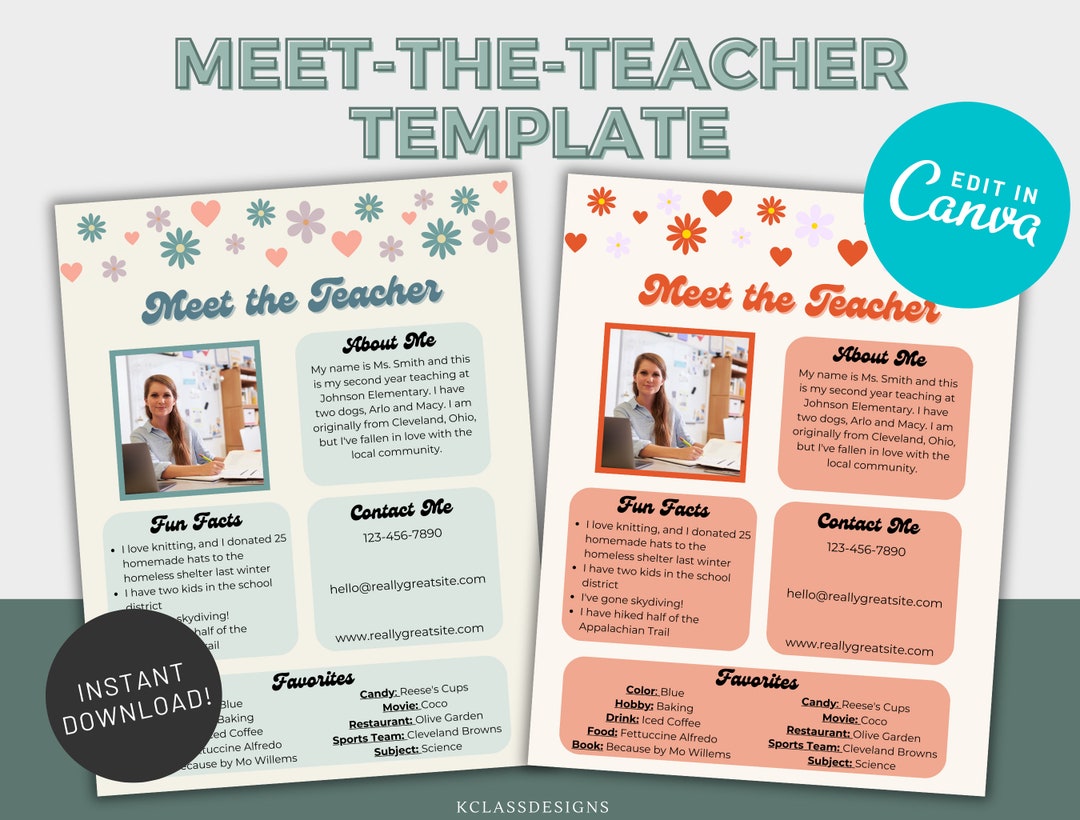 Meet Your Teacher Letter Editable | Retro Floral | Boho | First Day of ...