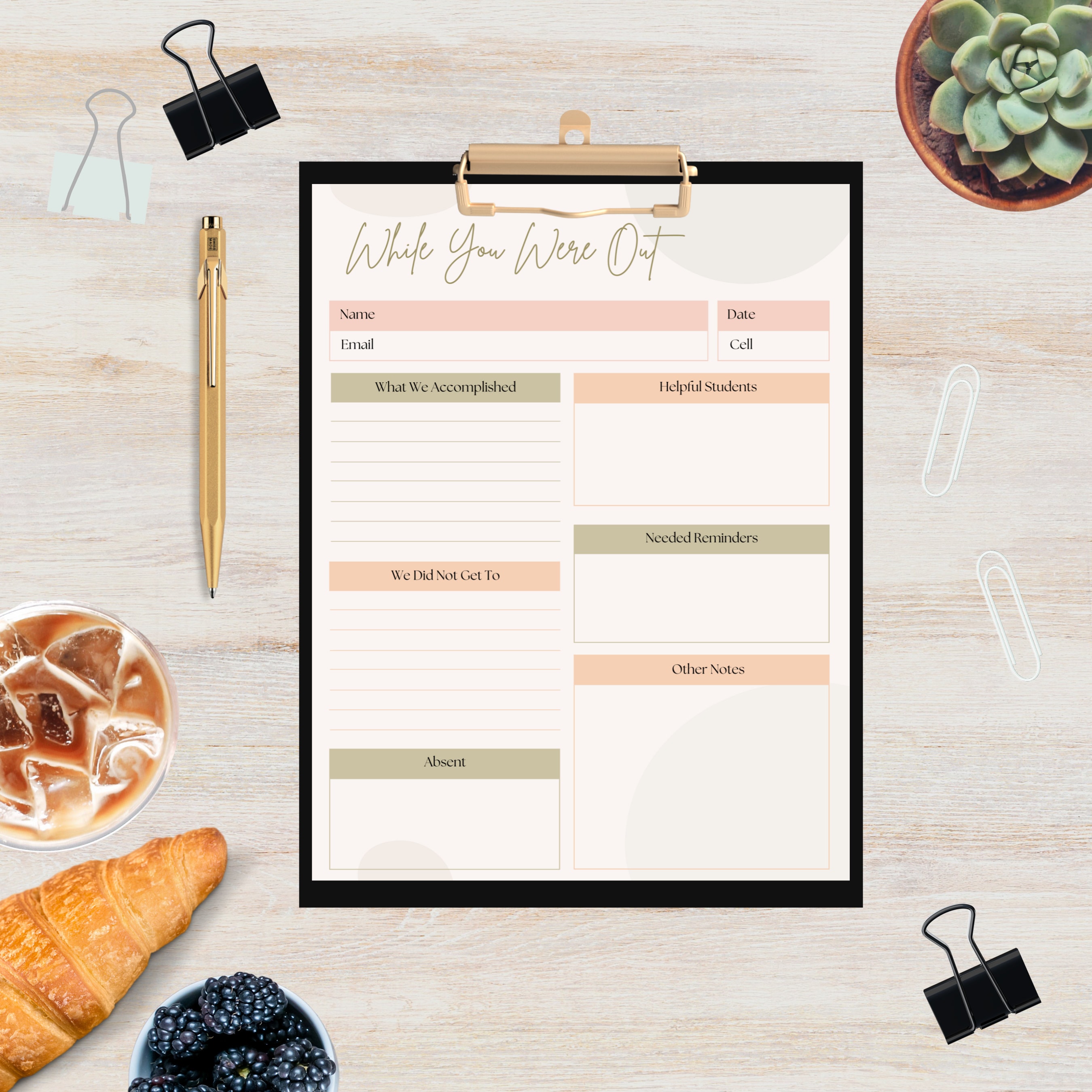 Substitute Teacher Note | Boho | Printable | Substitute Report | Sub ...