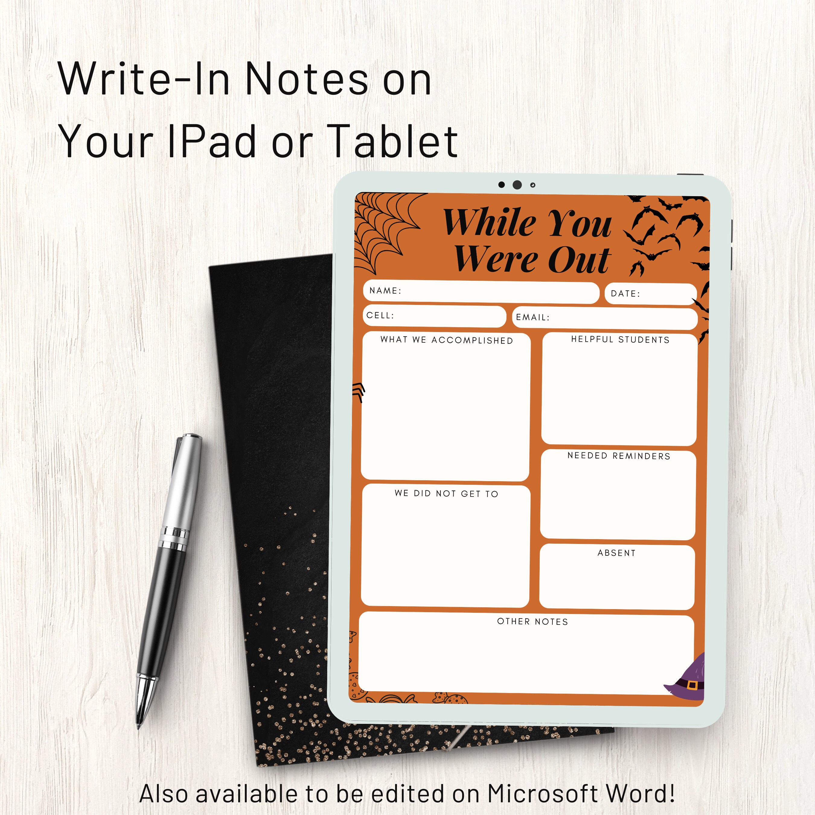 Substitute Teacher Note Fall Spooky October Halloween Printable ...