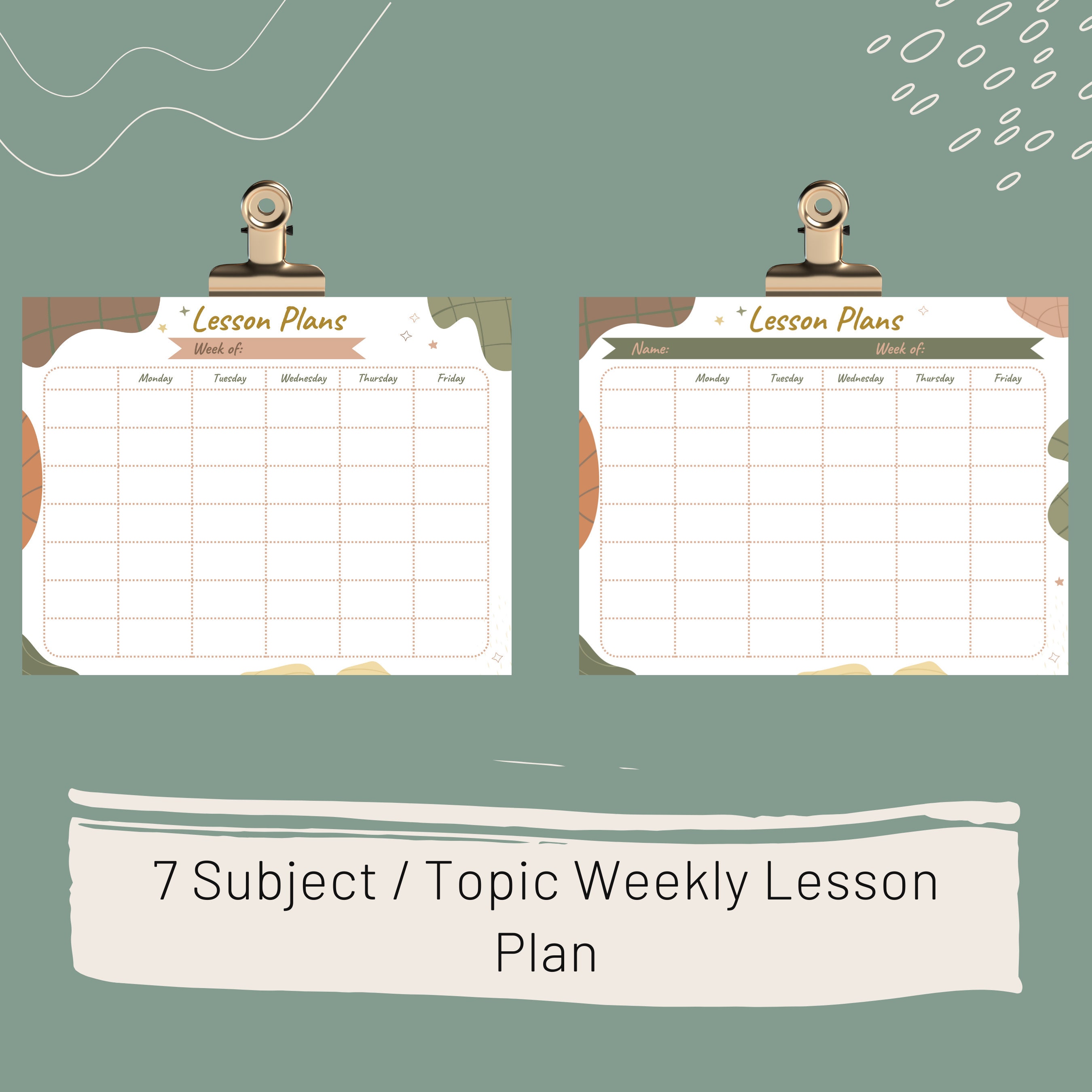 Editable Weekly Lesson Plan Bundle | Midcentury Modern | Boho ...