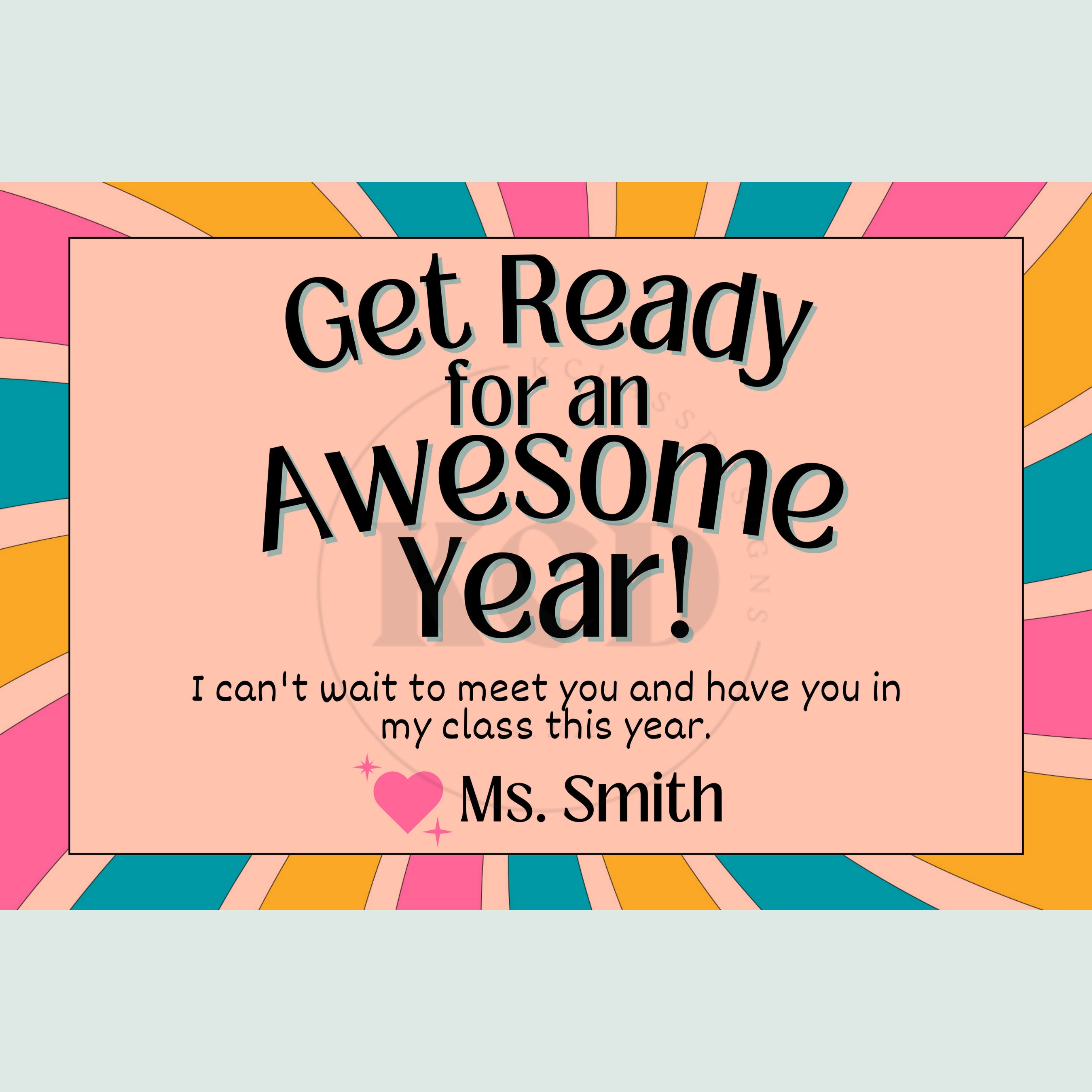 Meet the Teacher Postcard | Editable | Retro | Pink | Blue | First Day ...