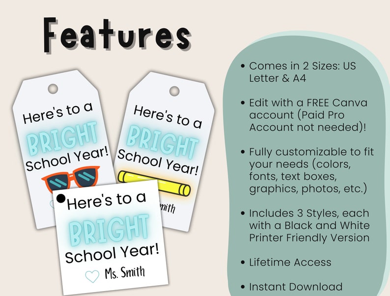 Back to School Gift Tag | Teacher Gift Tag | Student Gift | Candy Bag ...