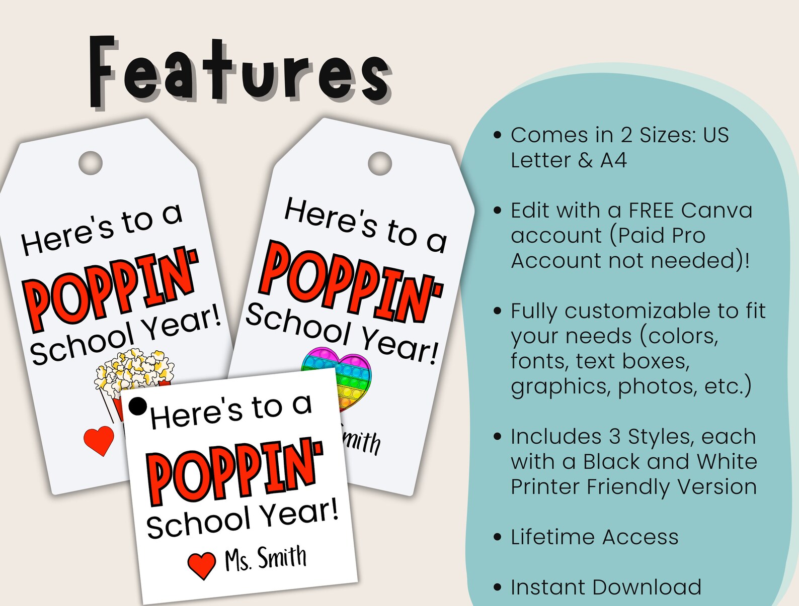 Back to School Gift Idea | Teacher Gift Tag | Student Gift | Candy Bag ...