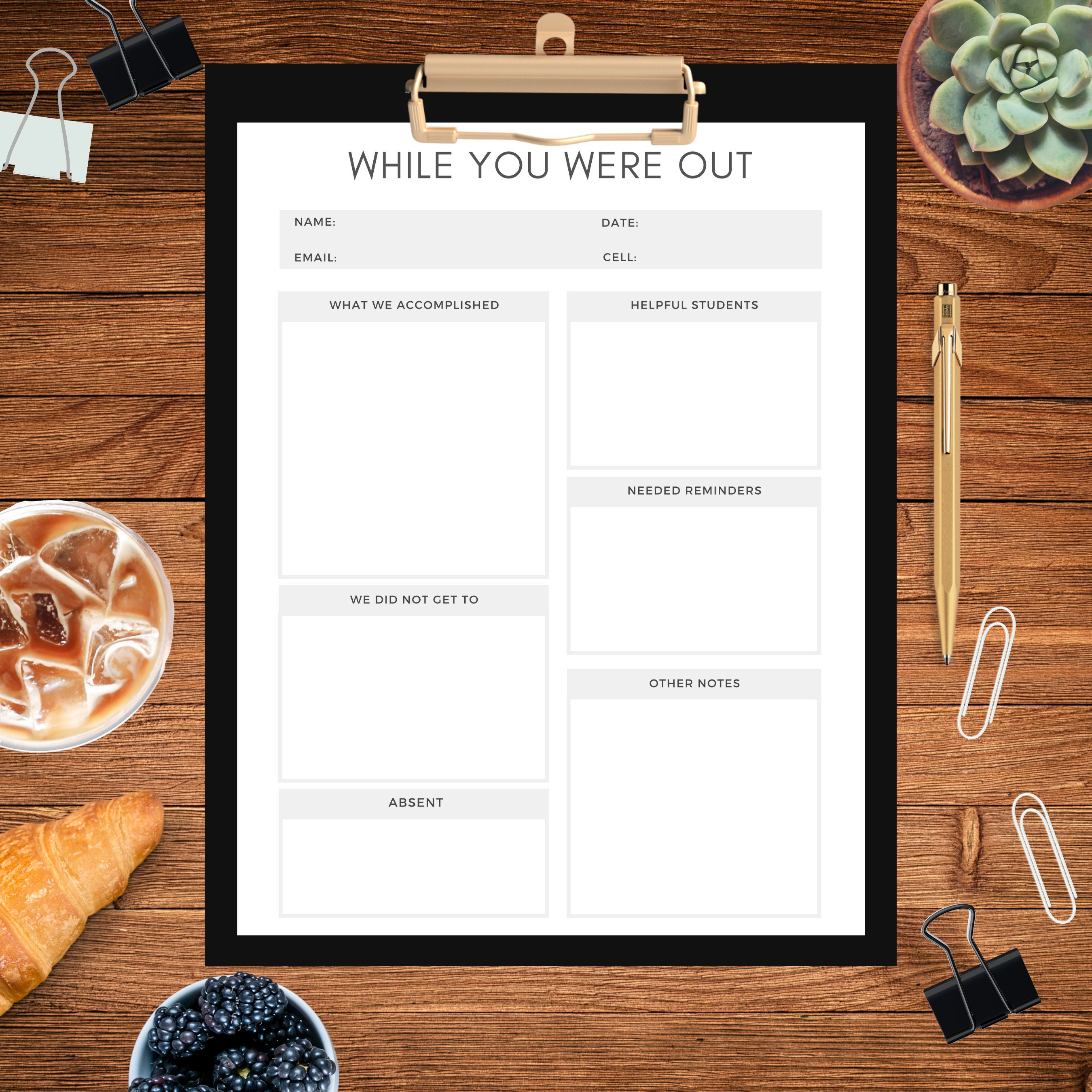 Substitute Teacher Note | Black and White | Gray Scale | Printable ...