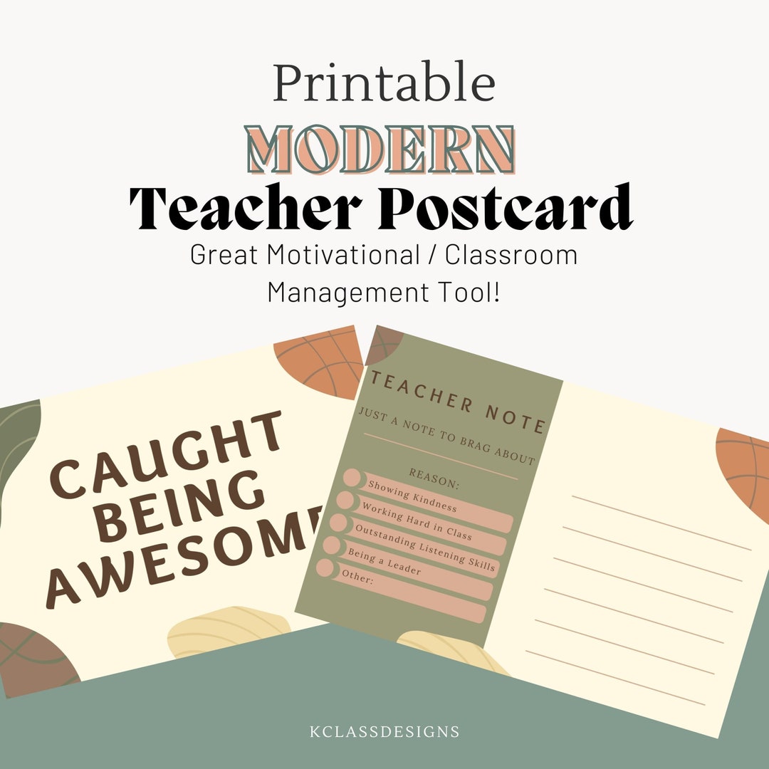 Mid Century/ Modern Teacher Mail, Postcard, Printable, Boho Teacher ...