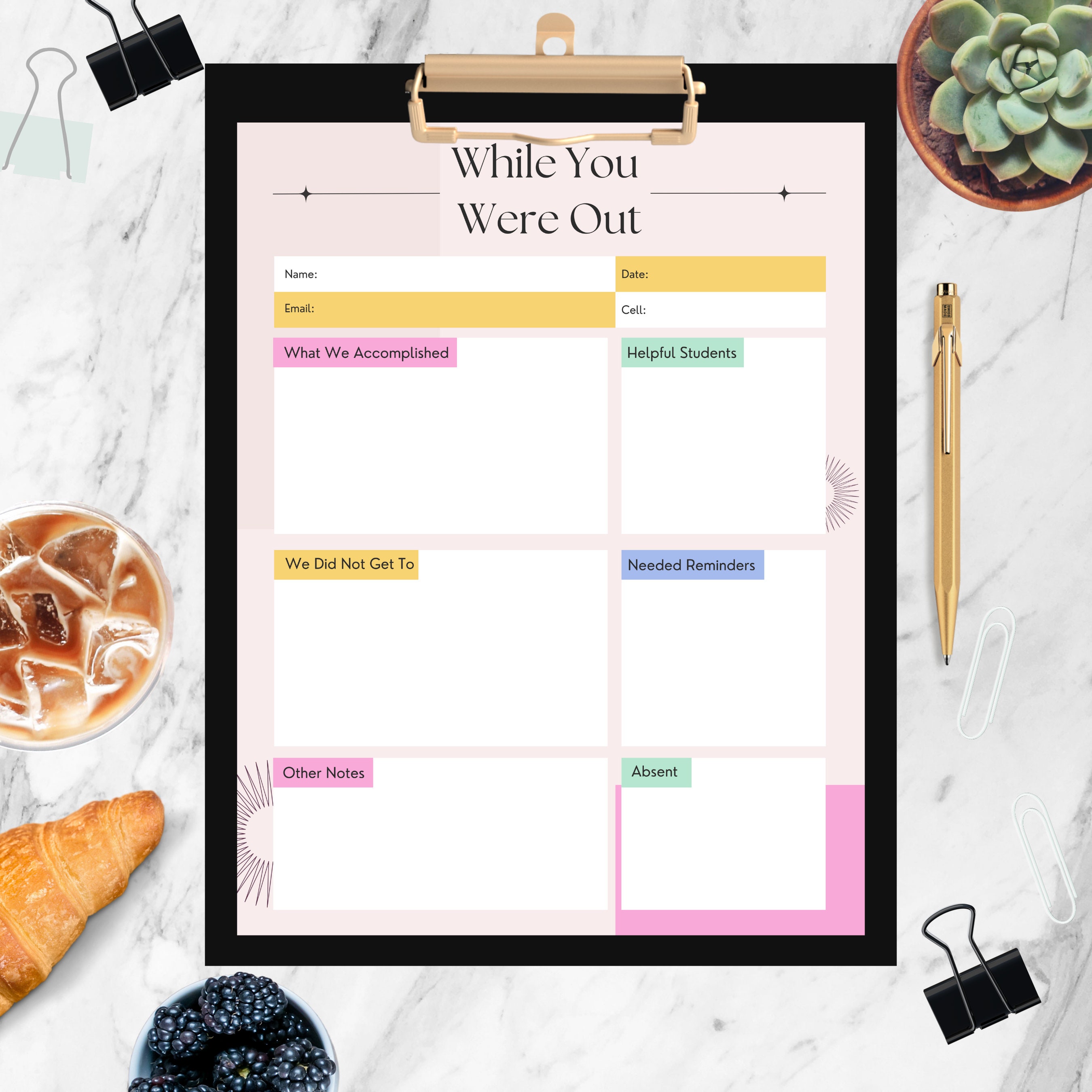 Substitute Teacher Note | Retro | Bold | Printable | Substitute Report ...