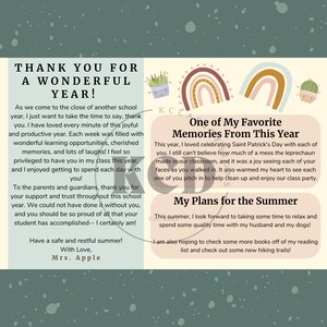 End of Year Teacher Postcard | Editable | Rainbow | Boho | Plant ...