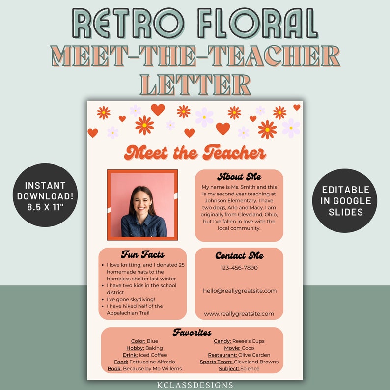Meet the Teacher Letter Editable Retro Floral Boho First Day of School ...