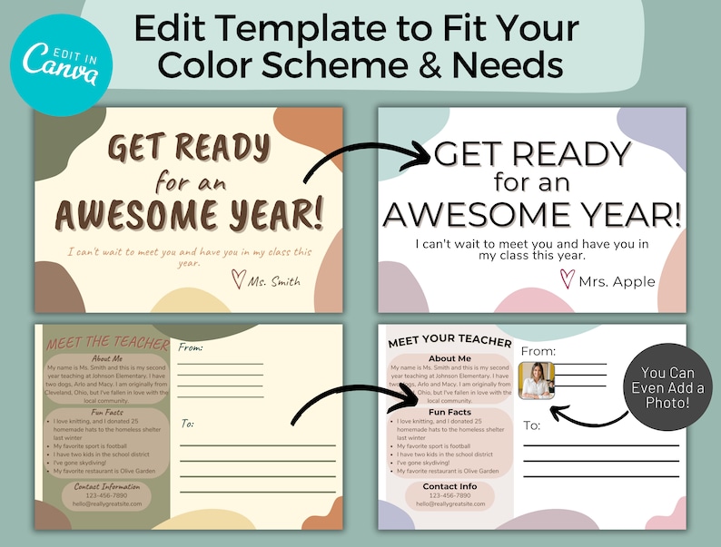 Editable Meet the Teacher Postcard | Neutrals | Boho | First Day of ...