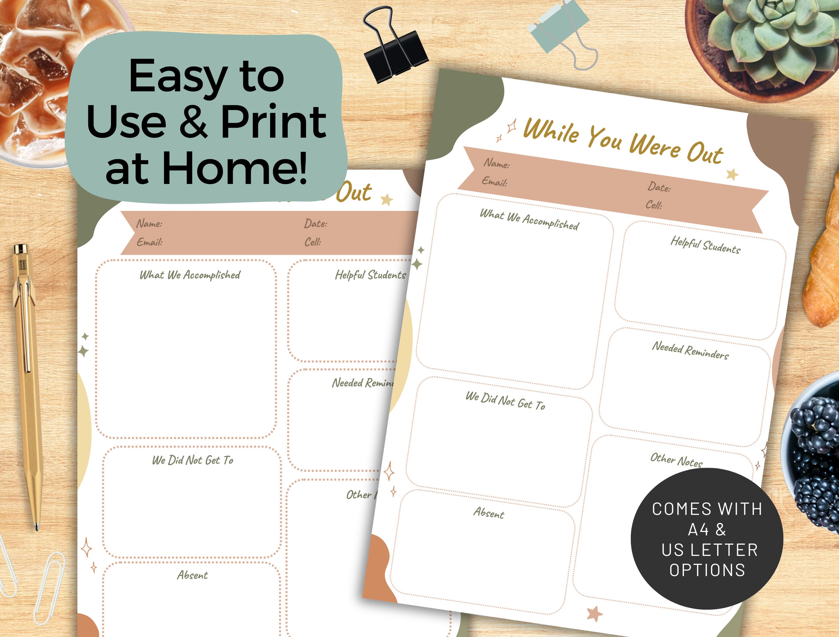 Editable Substitute Teacher Note | Midcentury Modern | Boho ...