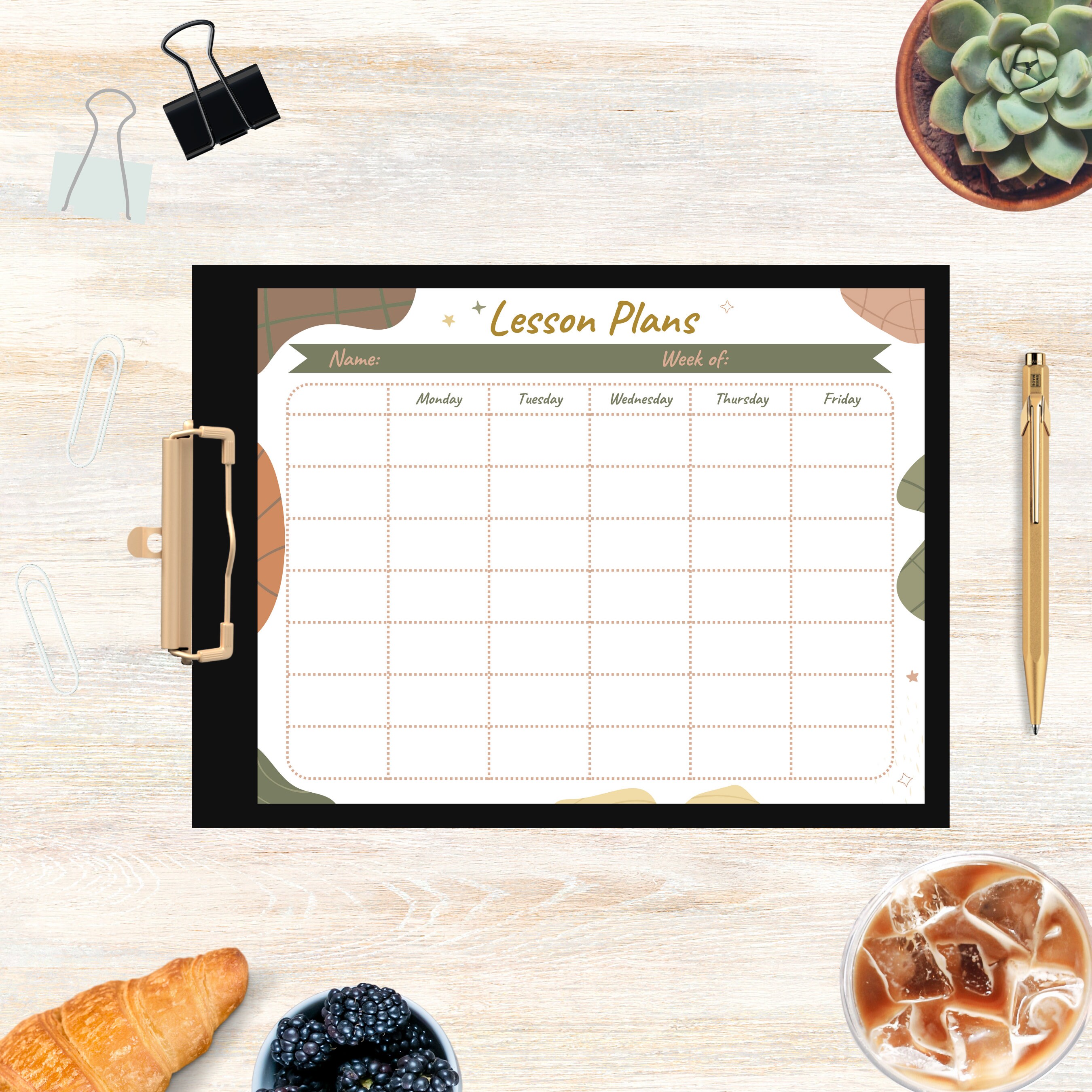Editable Weekly Lesson Plan Bundle | Midcentury Modern | Boho ...