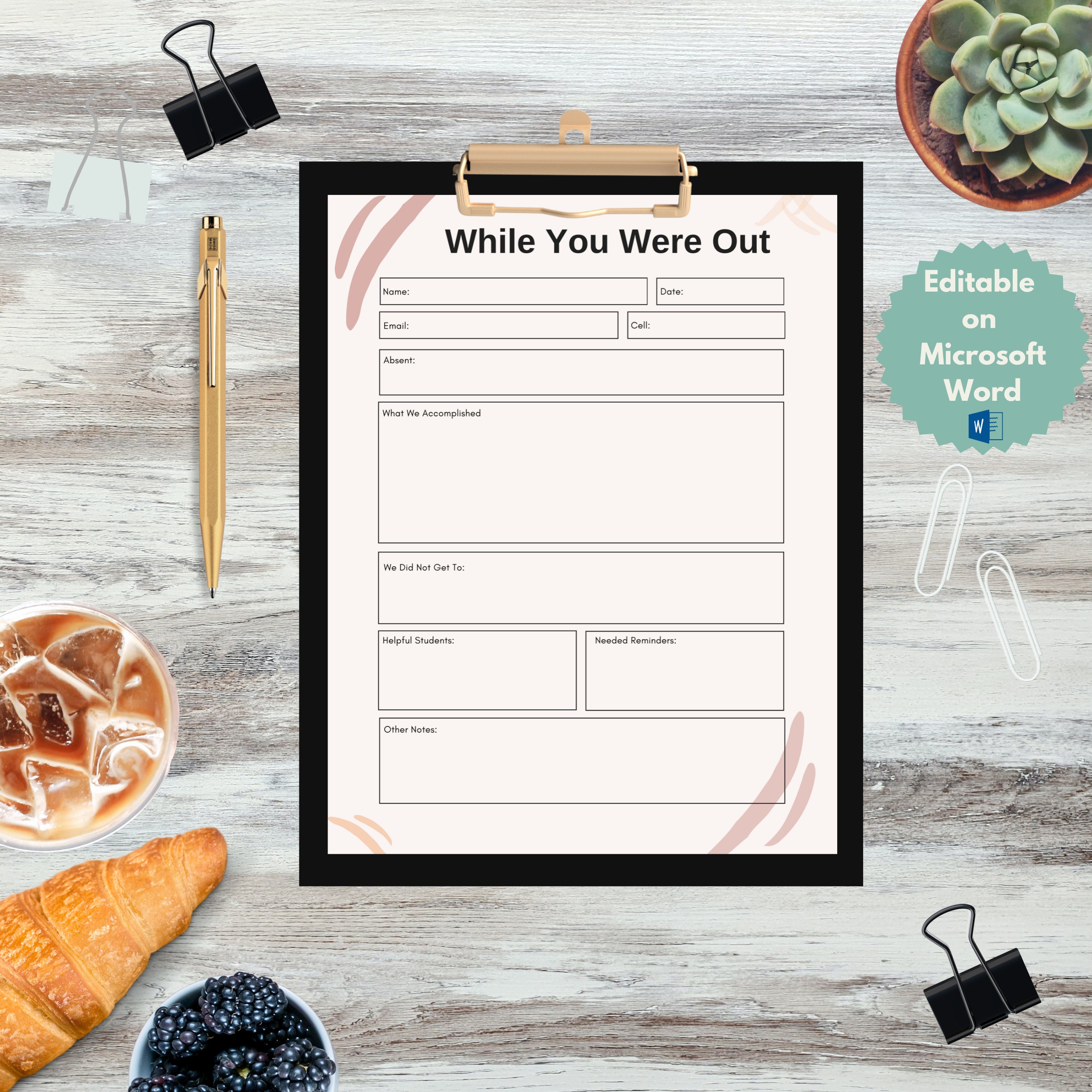 Substitute Teacher Note Multi Pack Illustrative Printable Substitute ...