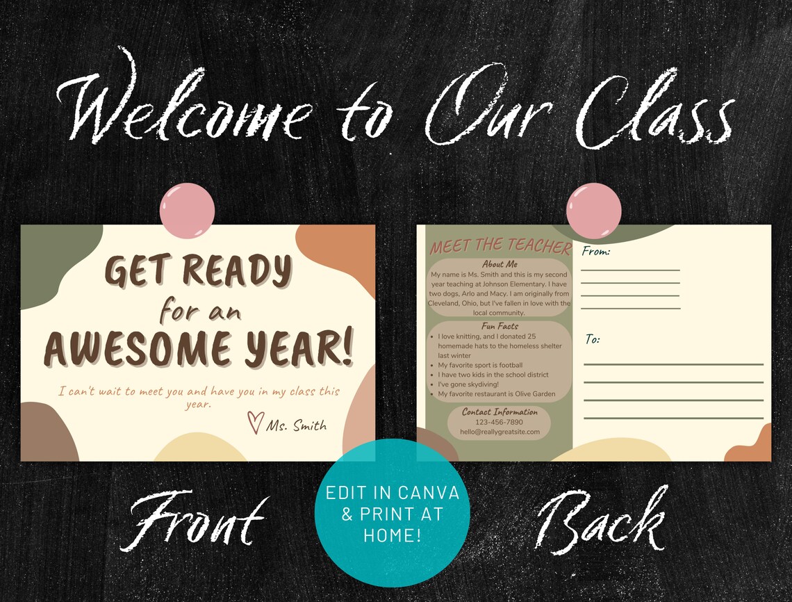Editable Meet the Teacher Postcard | Neutrals | Boho | First Day of ...