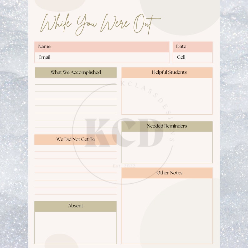 Substitute Teacher Note | Boho | Printable | Substitute Report | Sub ...