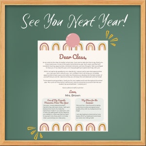 End of Year Teacher Letter Editable Rainbow Boho - Etsy