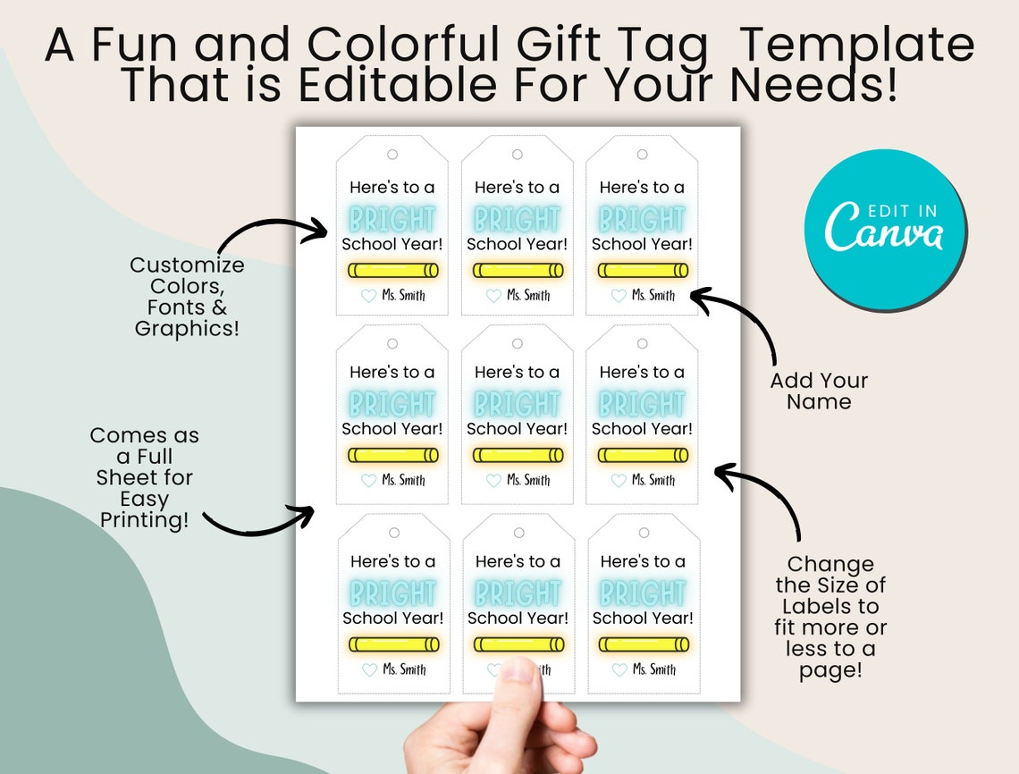 Back to School Gift Tag | Teacher Gift Tag | Student Gift | Candy Bag ...
