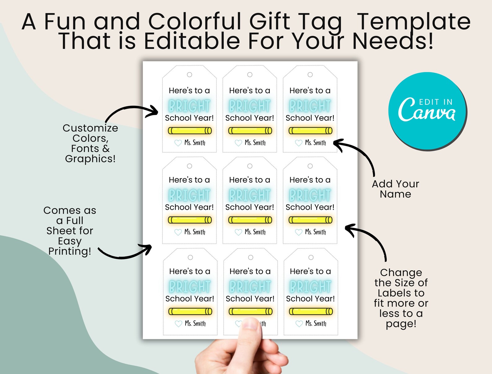 Back to School Gift Tag | Teacher Gift Tag | Student Gift | Candy Bag ...