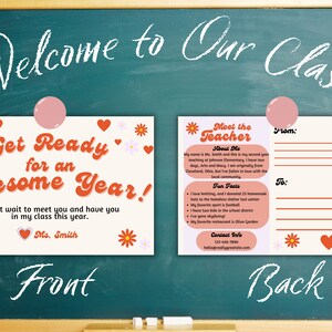 Meet the Teacher Postcard Editable Retro Floral First Day of School ...